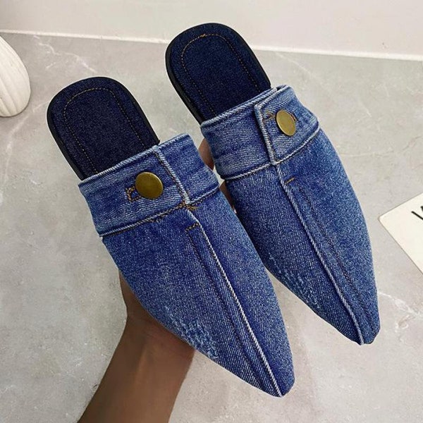 Denim Slippers - Etsy