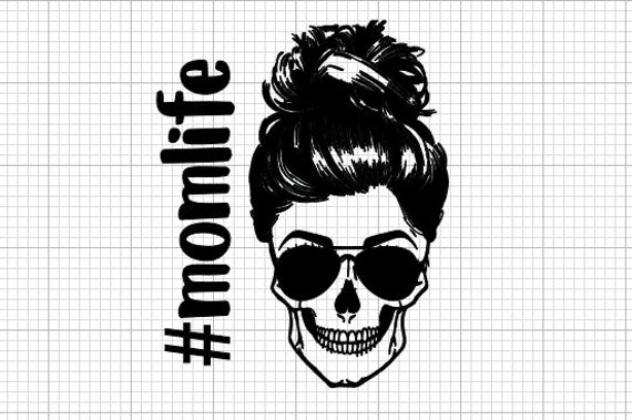 Momlife Svg Messy Bun Hair Svg Mom Skull Svg Mom Life Kid | Etsy