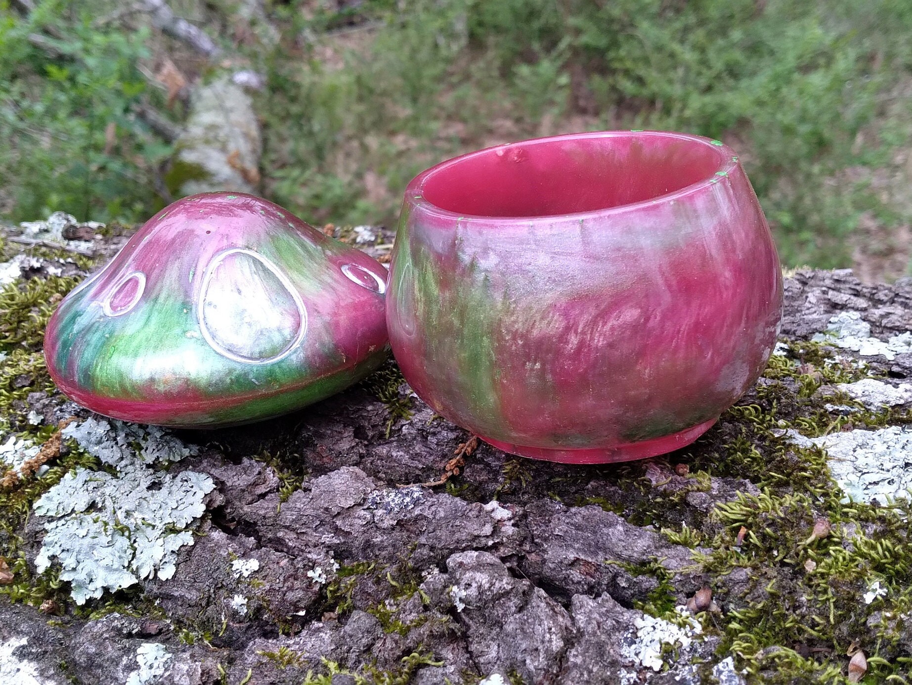 Pink And Green Epoxy Resin Mushroom Jar Etsy
