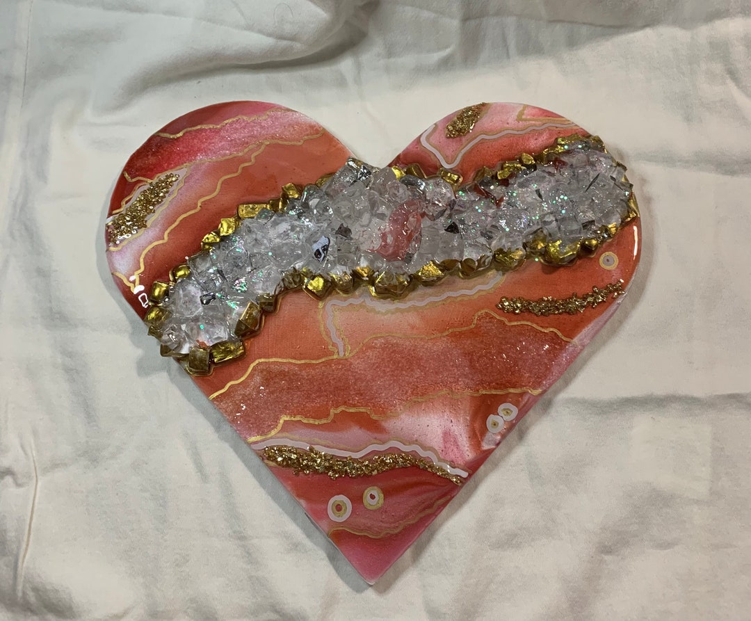 Red Crystal Heart Geode - Etsy