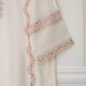 2 Piece Hand Embroidered Cotton Net Shirt With Raw Silk Pant Ready to ...