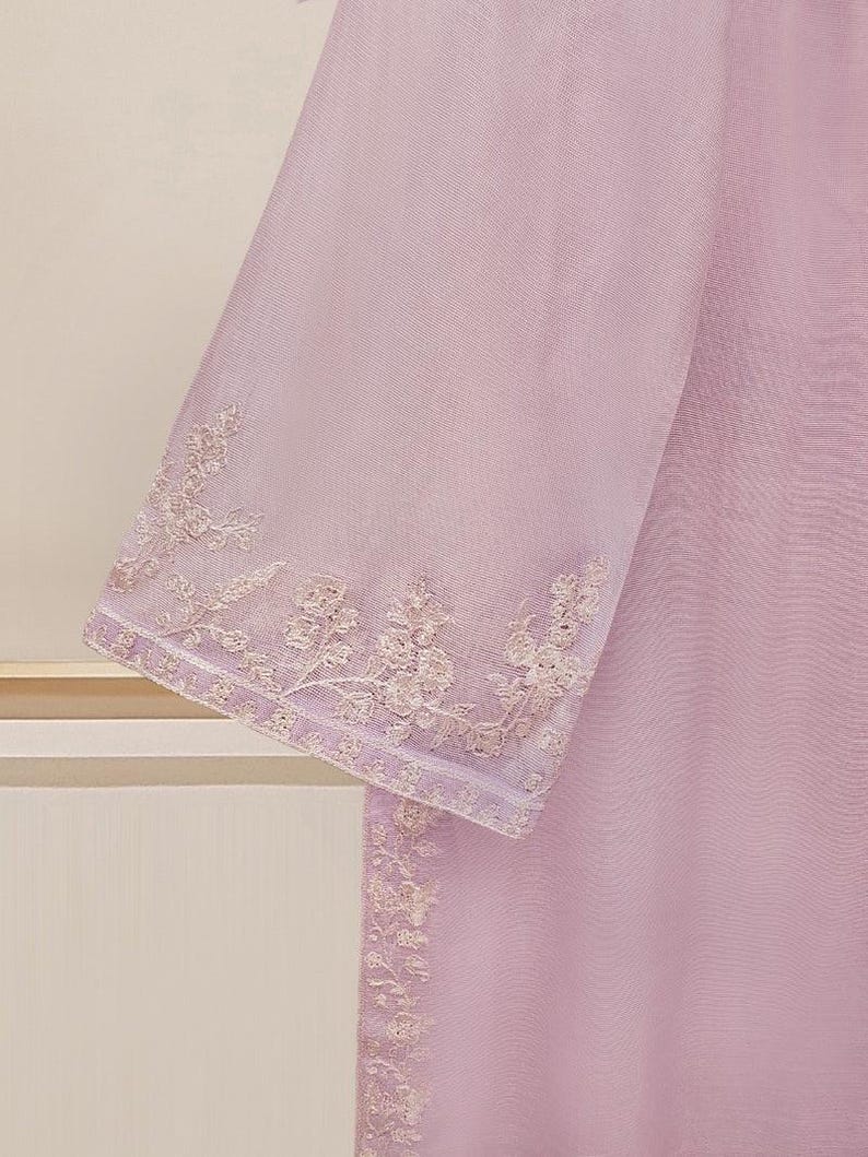 3 Piece Agha Noor Lilac Color Embroidered Cotton Net Shirt With Cotton ...