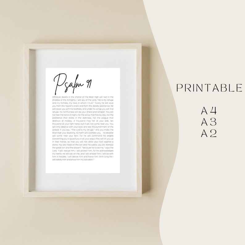 PSALM 91 | Bible Christian Printable Poster A4, A3, A2 | Ready for ...