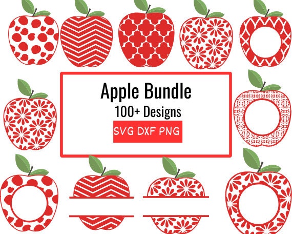 Apple Svg Bundle, School Apple SVG, Apple Monogram, Apple Cut File ...