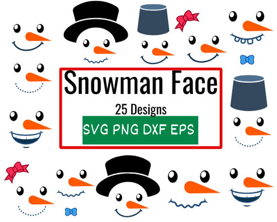 Snowman Faces Svg, Snowman Svg, Snowman Clipart, Christmas Svg, Snowman ...