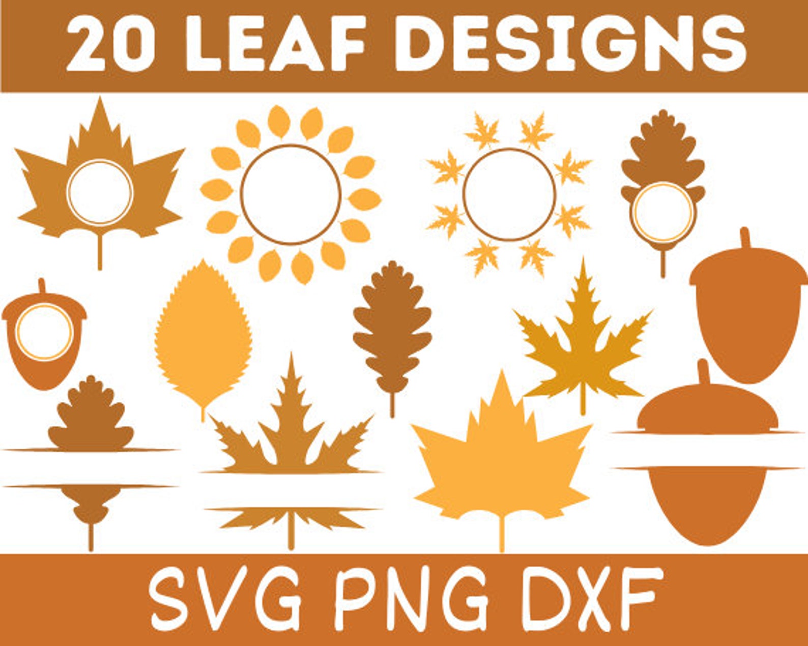 Fall Leaves Svg Bundle, Leave Monogram Svg, Autumn Leaves Svg, Fall Svg ...
