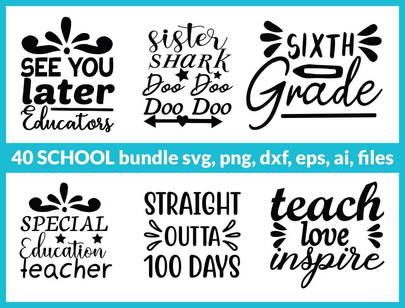 School Svg Bundle | Cute School Sayings Svg Bundle | Teacher Svg Bundle ...