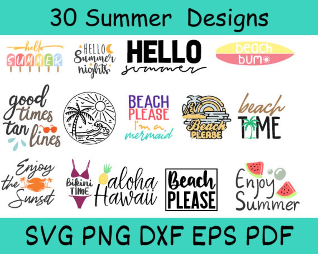 Summer Svg Bundle, Hello Summer Svg, Beach Svg, Palm Tree Svg, Summer ...