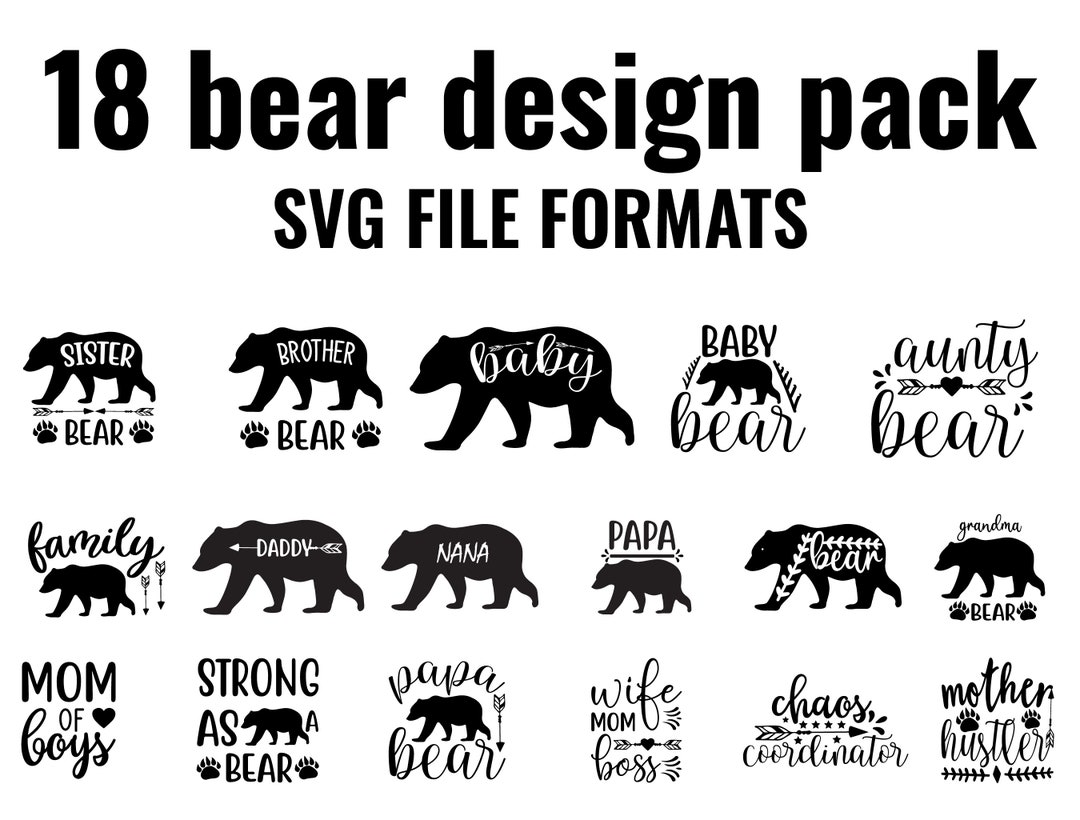 Bear SVG Bundle, Bear Silhouette SVG, Papa Bear Svg, Mama Bear Svg ...