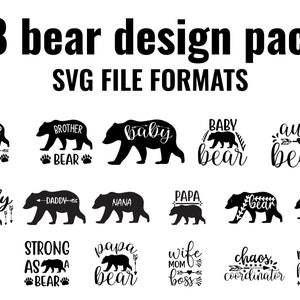 Bear SVG Bundle, Bear Silhouette SVG, Papa Bear Svg, Mama Bear Svg ...