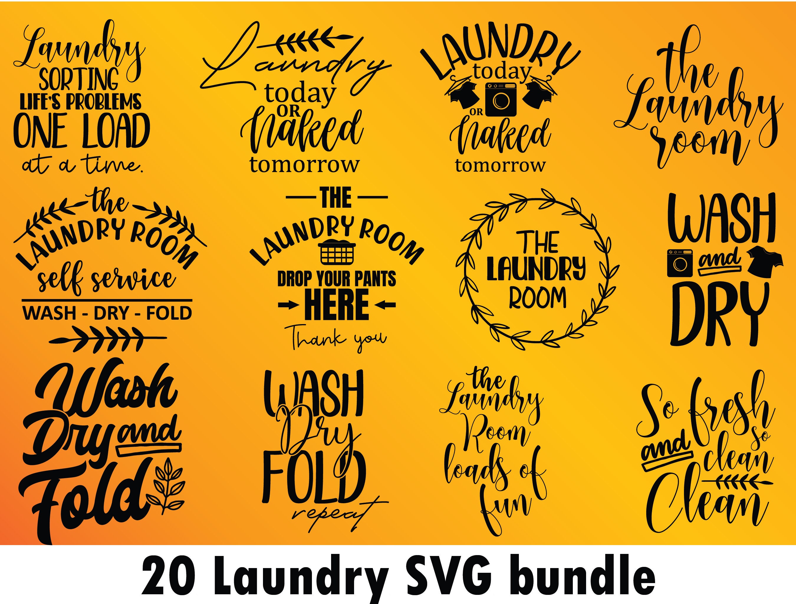 Laundry Svg Bundle | Laundry Room Sign Svg | Wash and Dry Svg | Laundry ...