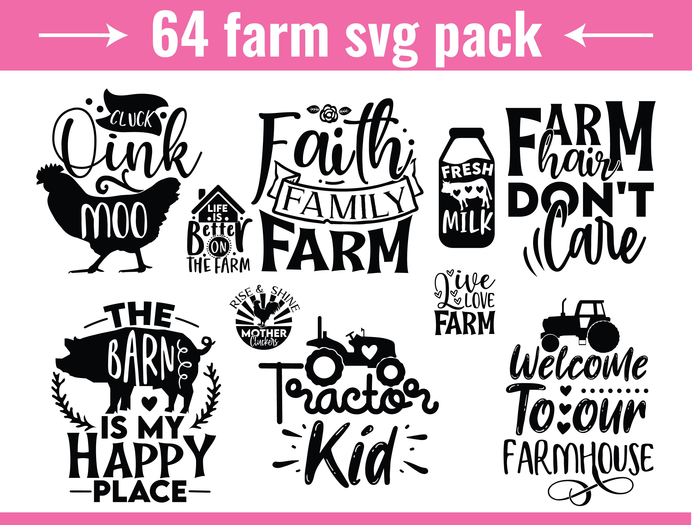60 Farm Life SVG Bundle, Farm Svg Bundle, Farmhouse Quotes Svg, Farm ...