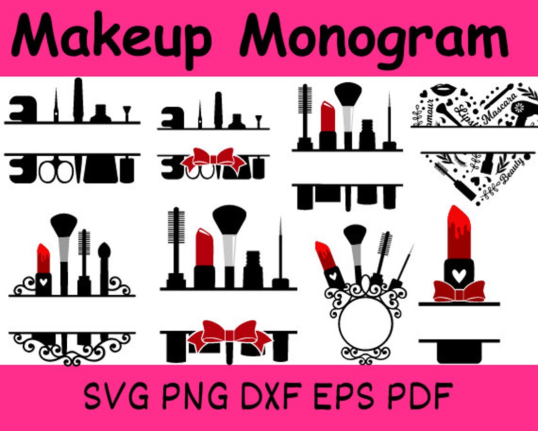 Makeup Svg, Makeup Monogram SVG, Split Monogram Svg, Split Makeup Svg ...