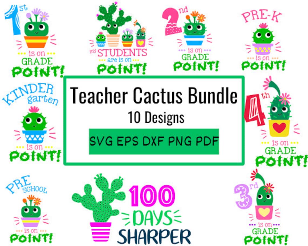 Teacher Cactus SVG Bundle, Teacher Svg, School Svg, Teacher Life Svg ...