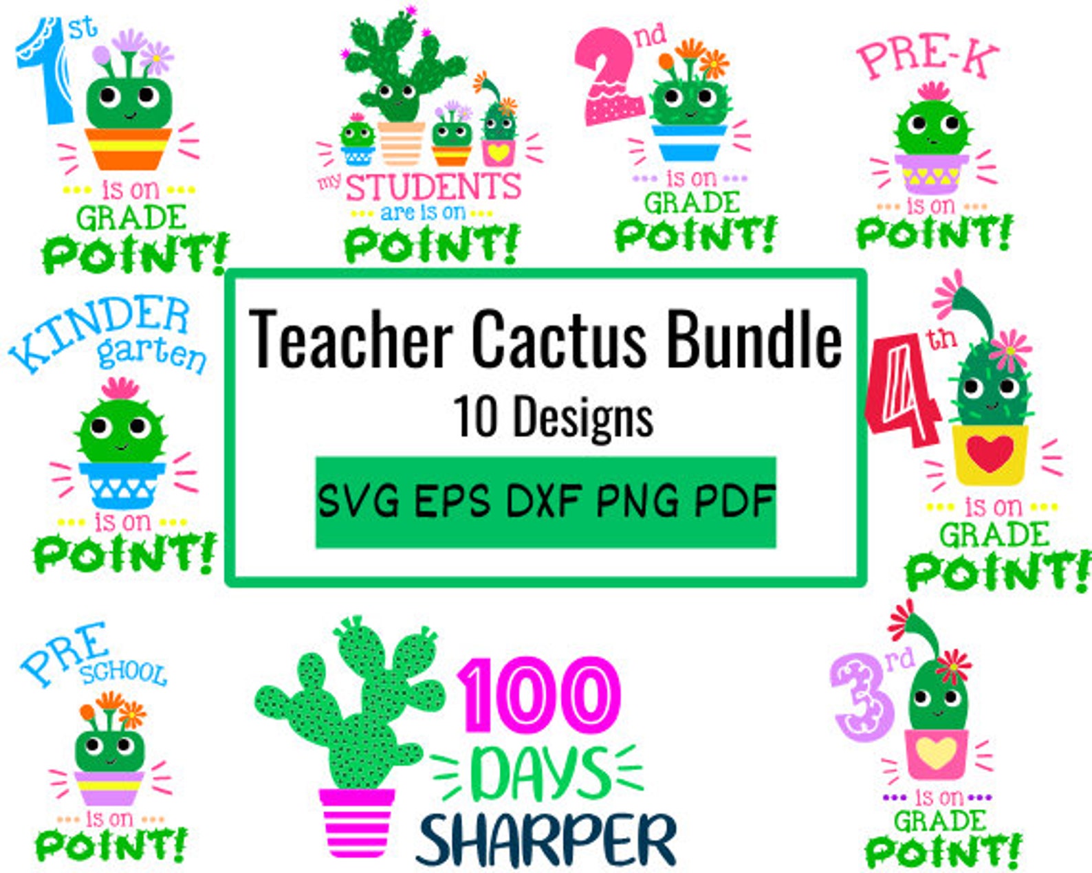 Teacher Cactus SVG Bundle Teacher Svg School Svg Teacher - Etsy