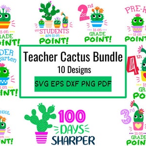 Teacher Cactus SVG Bundle, Teacher Svg, School Svg, Teacher Life Svg ...