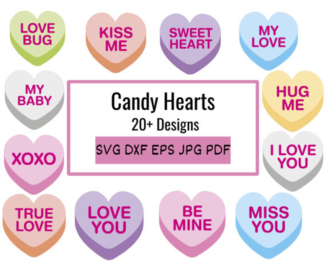 Conversation Heart Svg, Conversation Heart Clipart, Heart Candy Clipart ...