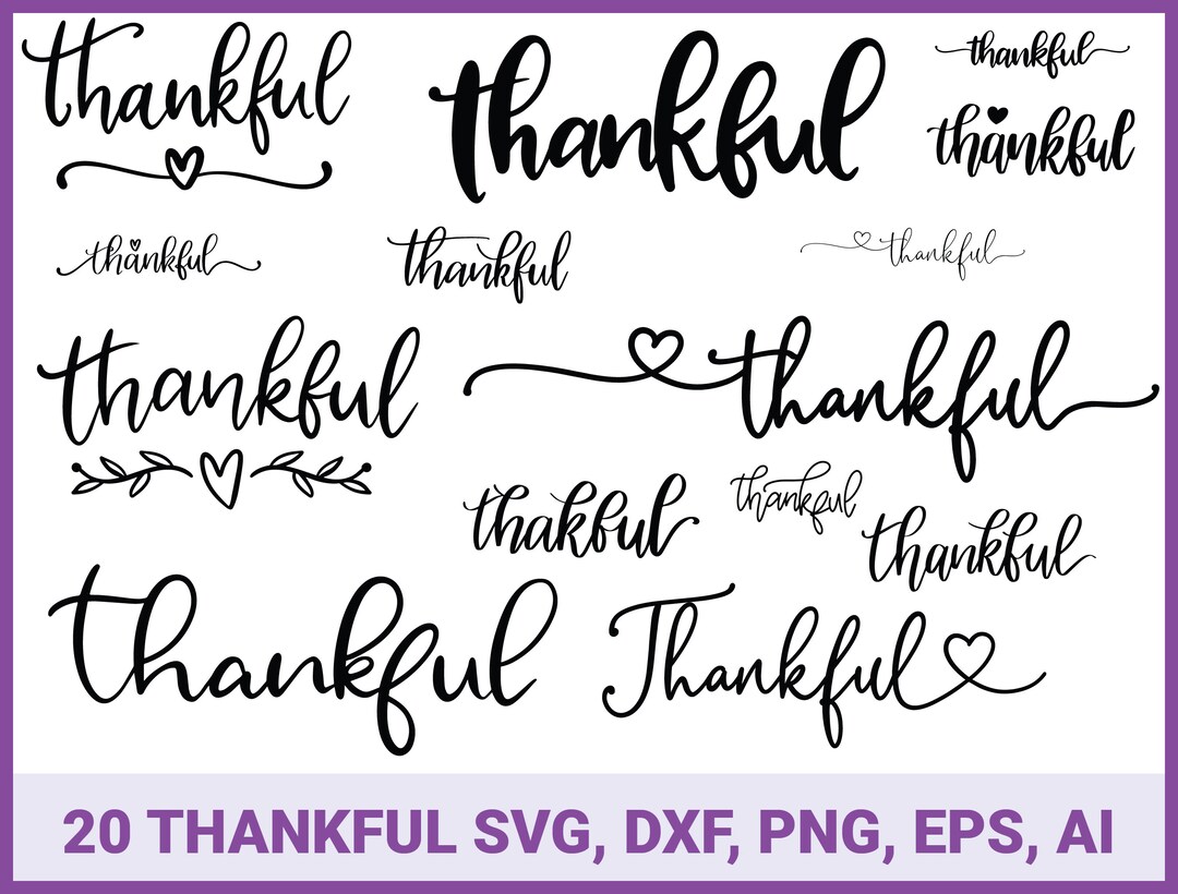 Thankful SVG, Thankful Word SVG, Thankful Stylish Word Text Svg, Text ...