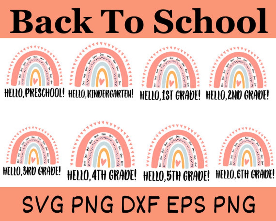Rainbow Back to School Svg Bundle, Back to School Svg, First Day of ...