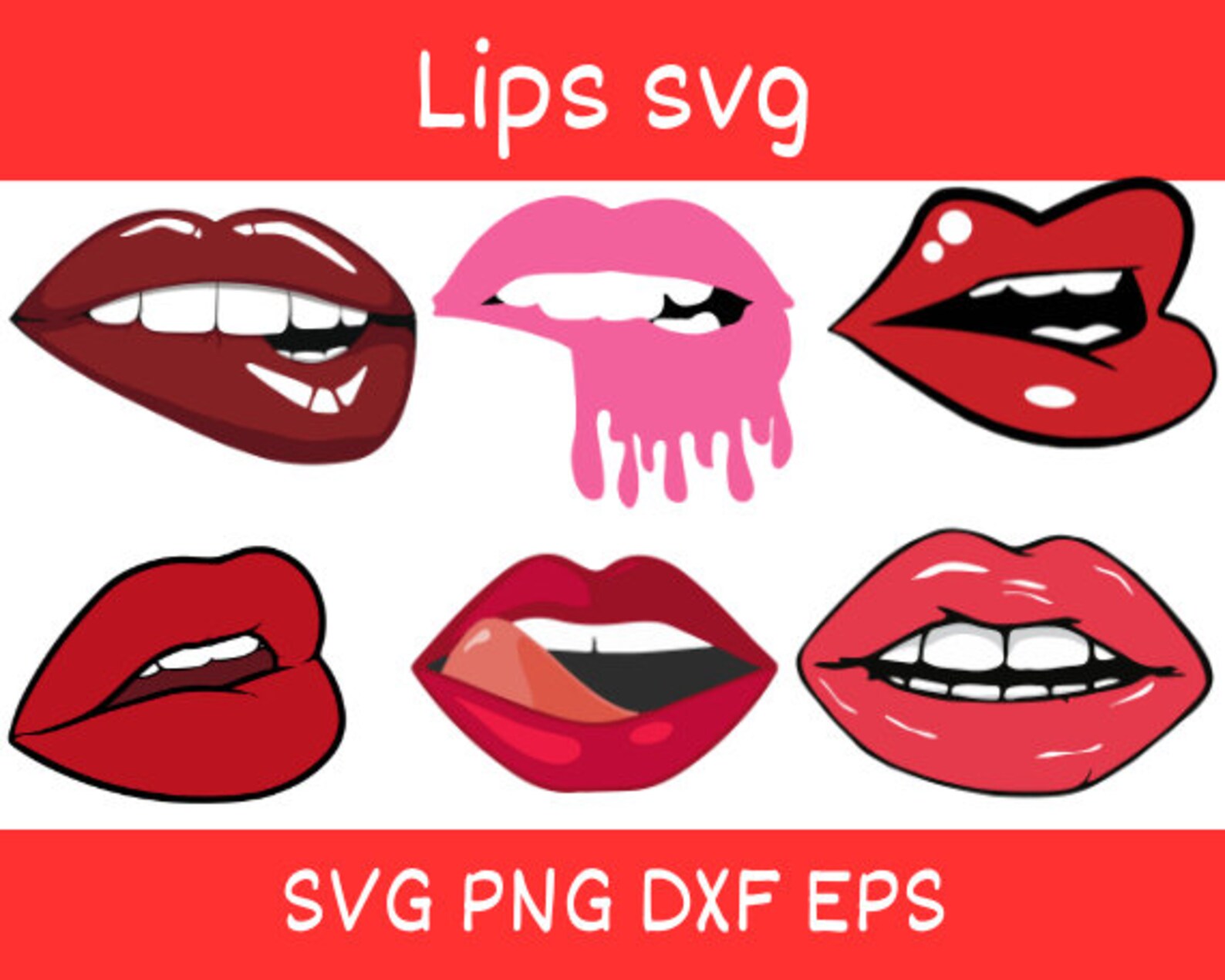Lips SVG, Kiss SVG, Lips Print Svg, Red Lips Svg, Dripping Lips Svg ...