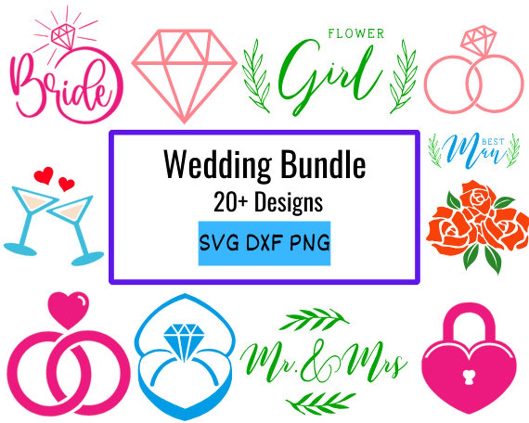Wedding SVG Bundle, Bride Svg, Groom Svg, Bridal Party Svg, Wedding Svg ...