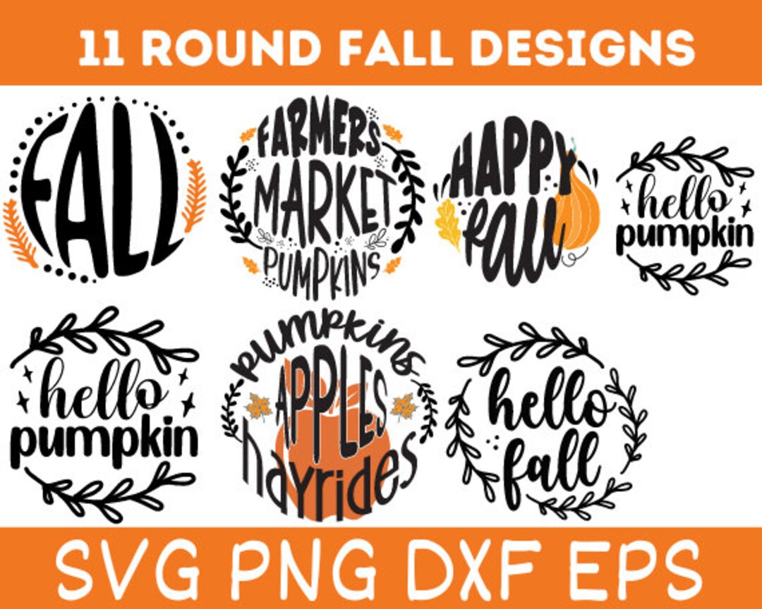 Round Fall SVG Bundle, Fall Word Round, Fall Circle SVG, Pumpkins, Fall ...