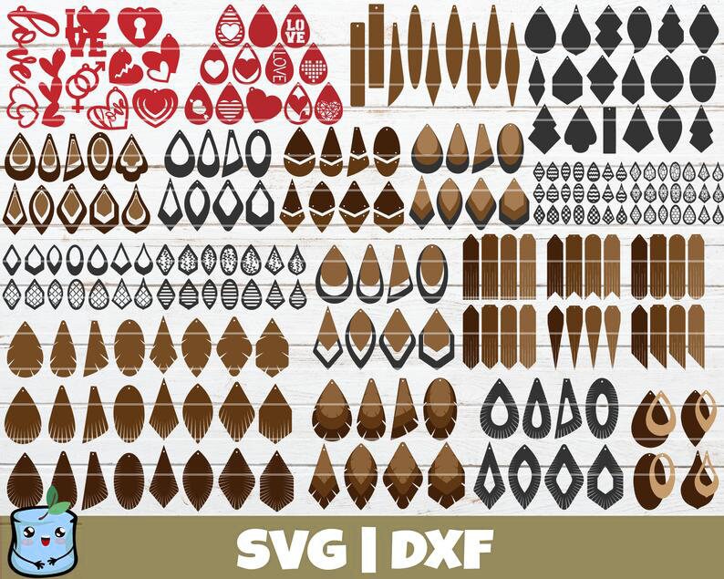 EARRINGS Bundle SVG, Earring SVG Bundle, Earring Cut Patterns, Leather ...