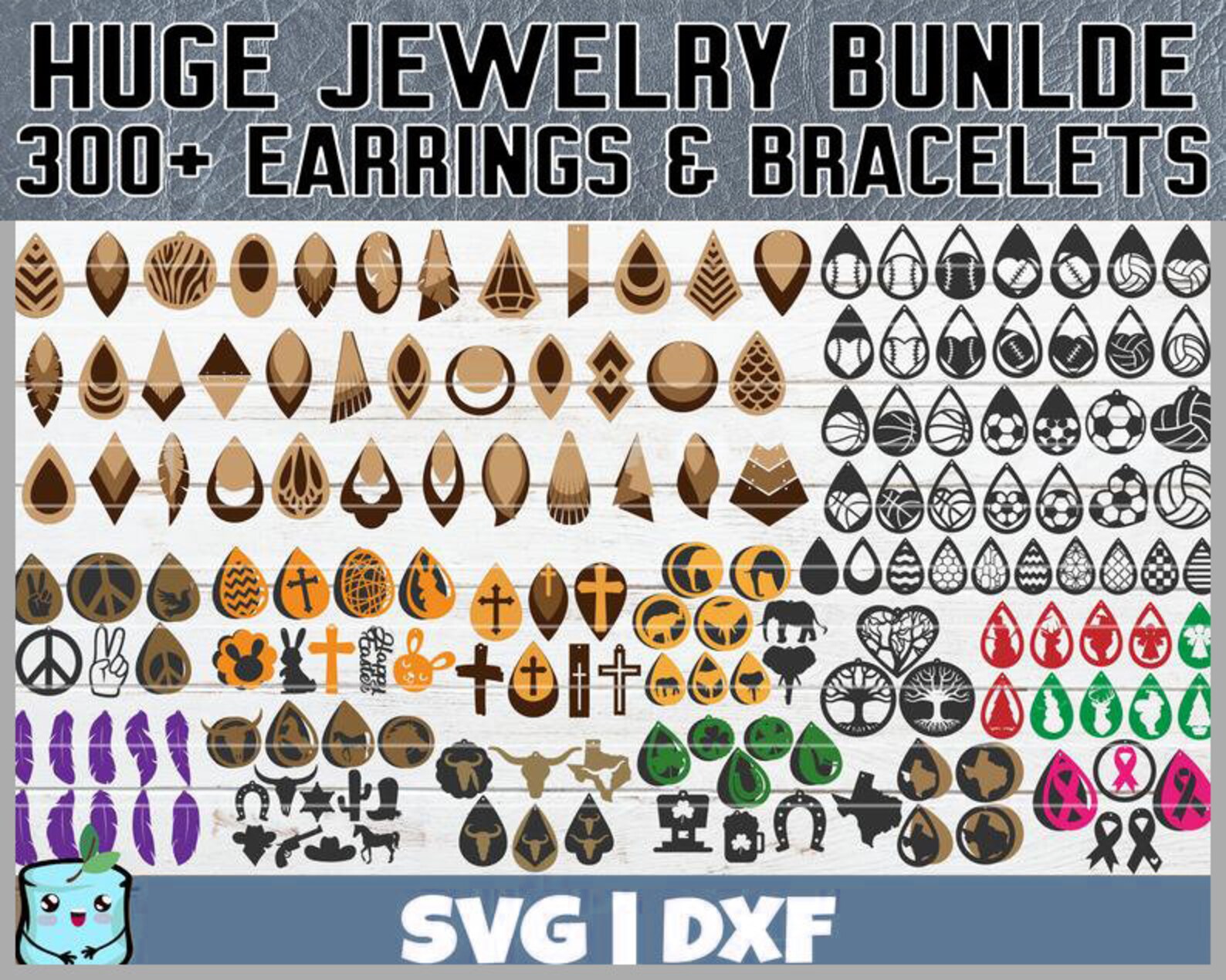 EARRINGS Bundle SVG, Earring SVG Bundle, Earring Cut Patterns, Leather ...