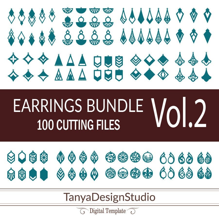 EARRINGS Bundle SVG, Earring SVG Bundle, Earring Cut Patterns, Leather ...