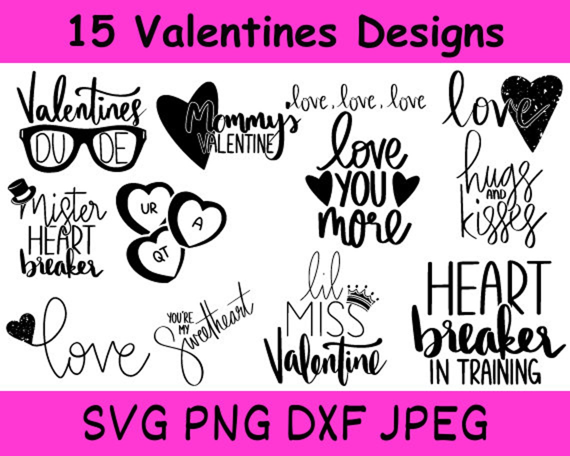 Valentine Svg Bundle, Candy Hearts Svg, Love Svg, Valentines Svg, Cupid ...