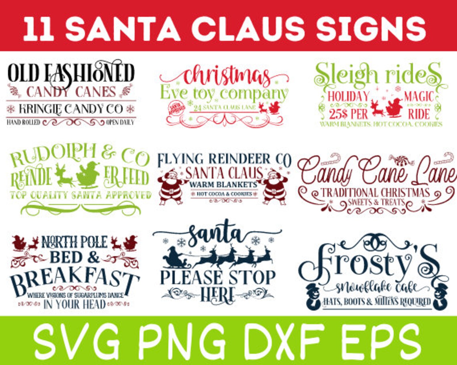 Santa Sign Svg, Farmhouse Christmas Svg Bundle, Santa Svg, Vintage ...
