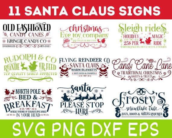 Santa Sign Svg, Farmhouse Christmas Svg Bundle, Santa Svg, Vintage ...