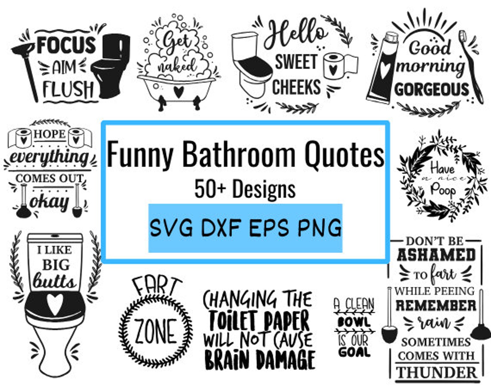 Bathroom Bundle Svg, Bathroom Sign Svg, Washroom Svg, Bathroom Quote ...