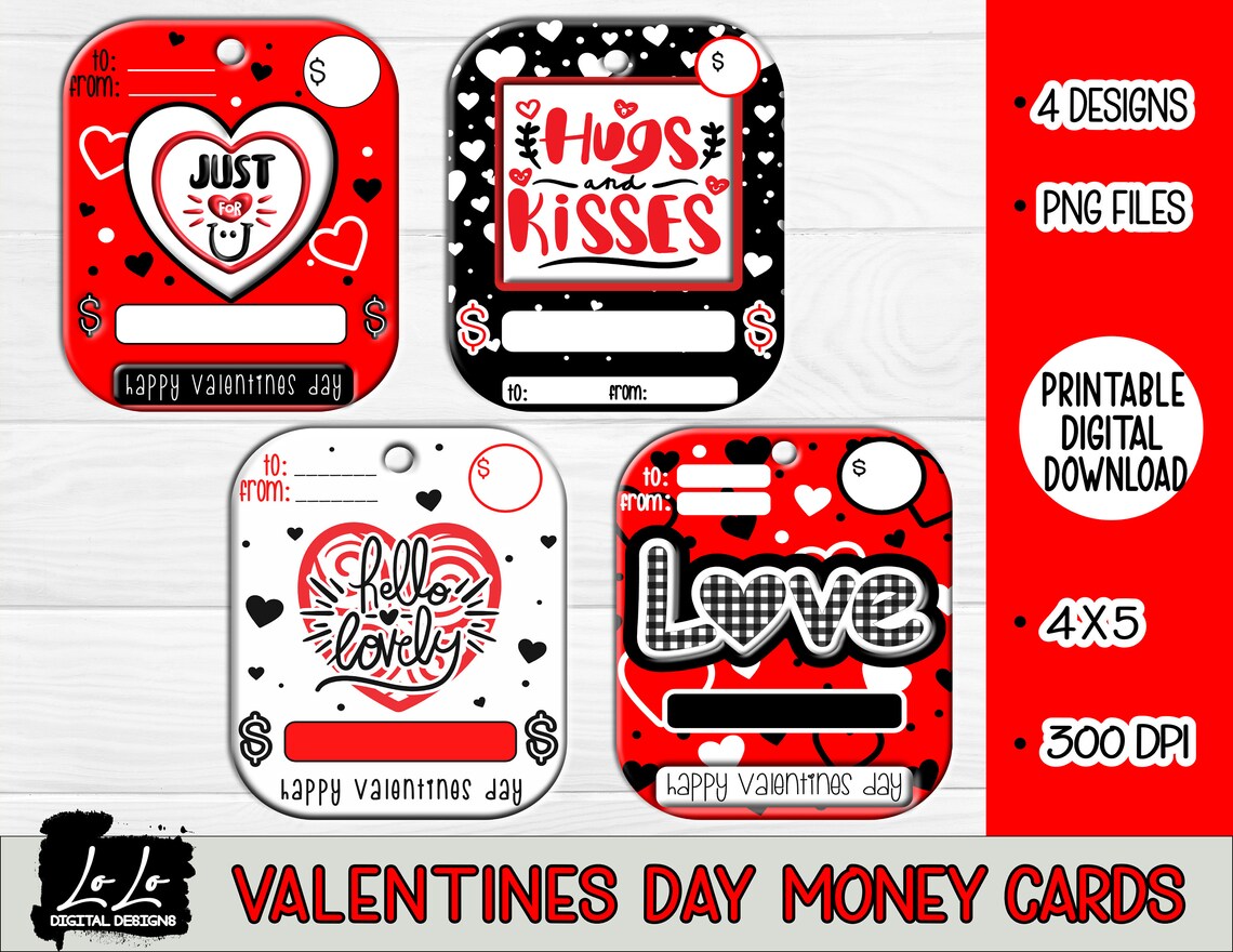 Valentine's Day Money Card, Holiday Money Holder, Printable Money Card ...