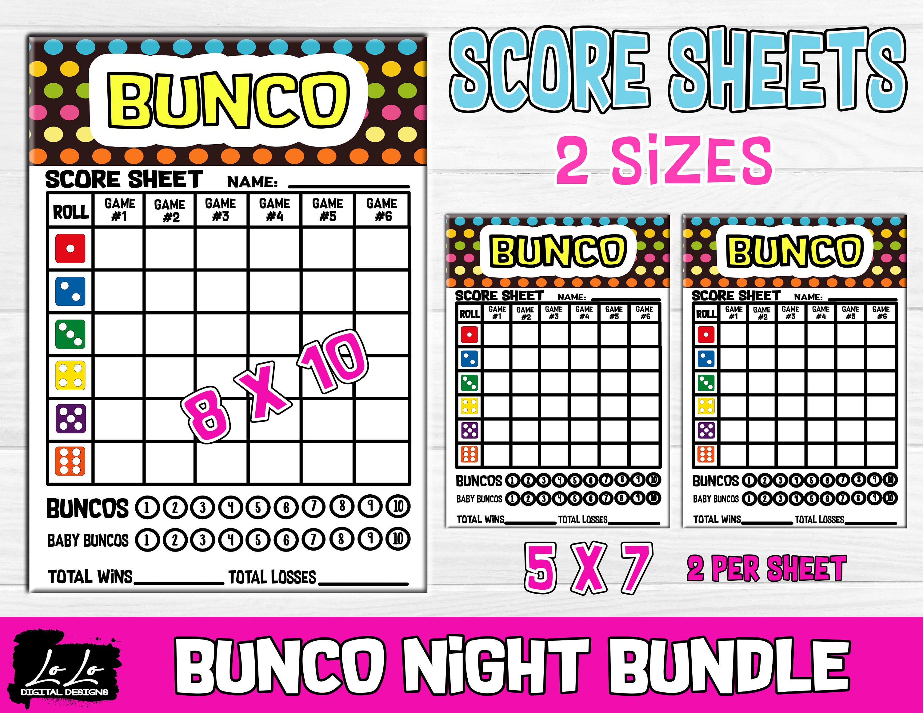 BUNCO NIGHT Printable Game Bundle, Score Sheets, Tally Sheets, Table ...