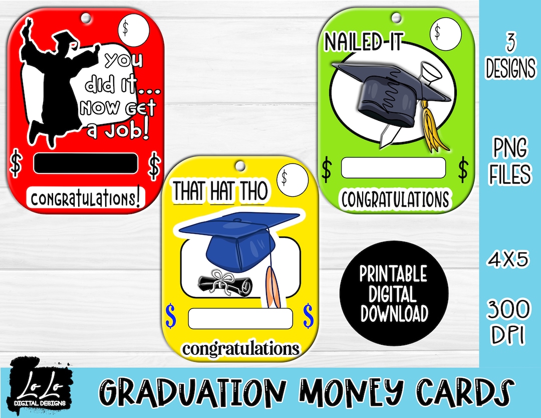 Graduation Money Card Holder, Printable Money Card, Lip Balm Pouch Gift ...