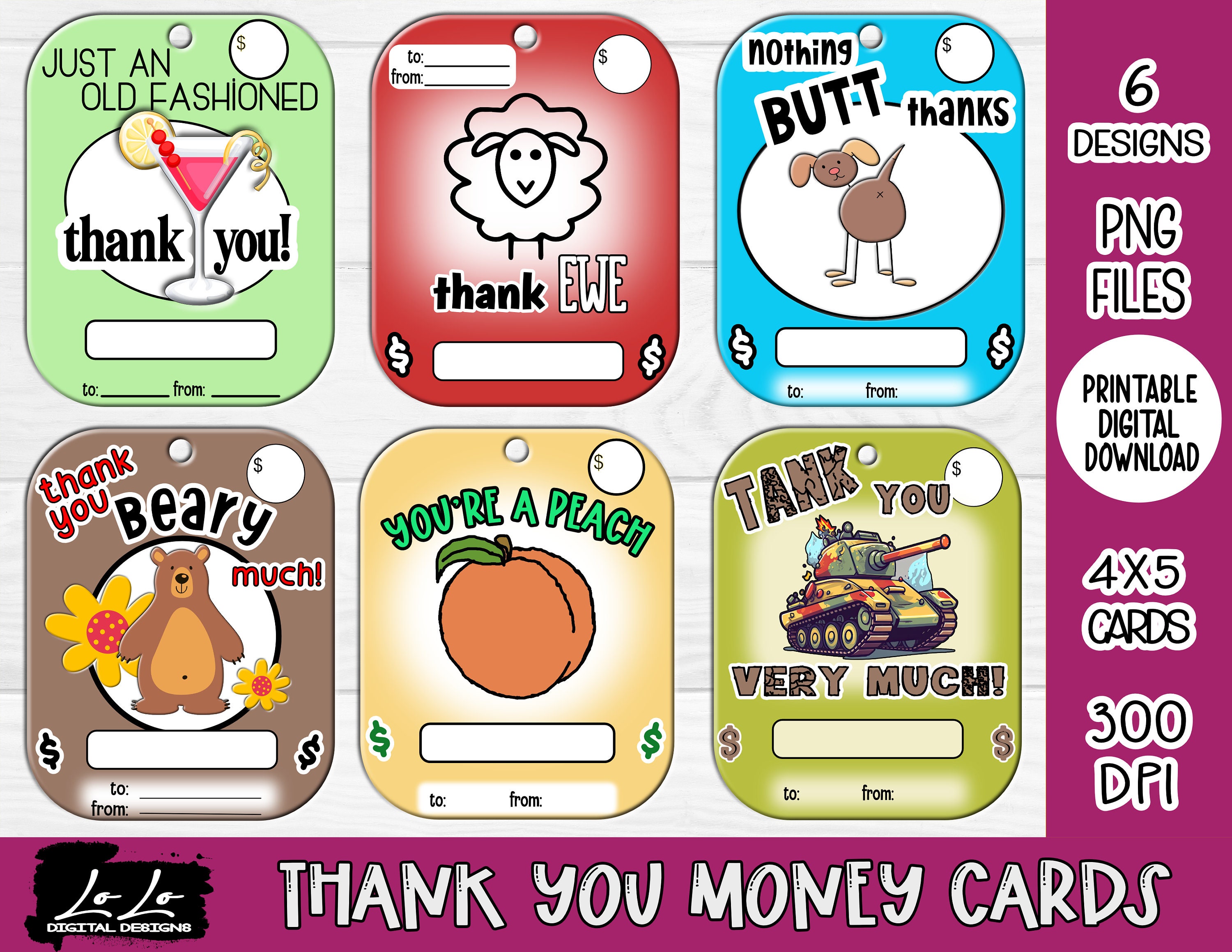 Thank You Money Holder, Printable Money Card, Lip Balm Pouch Money Card ...