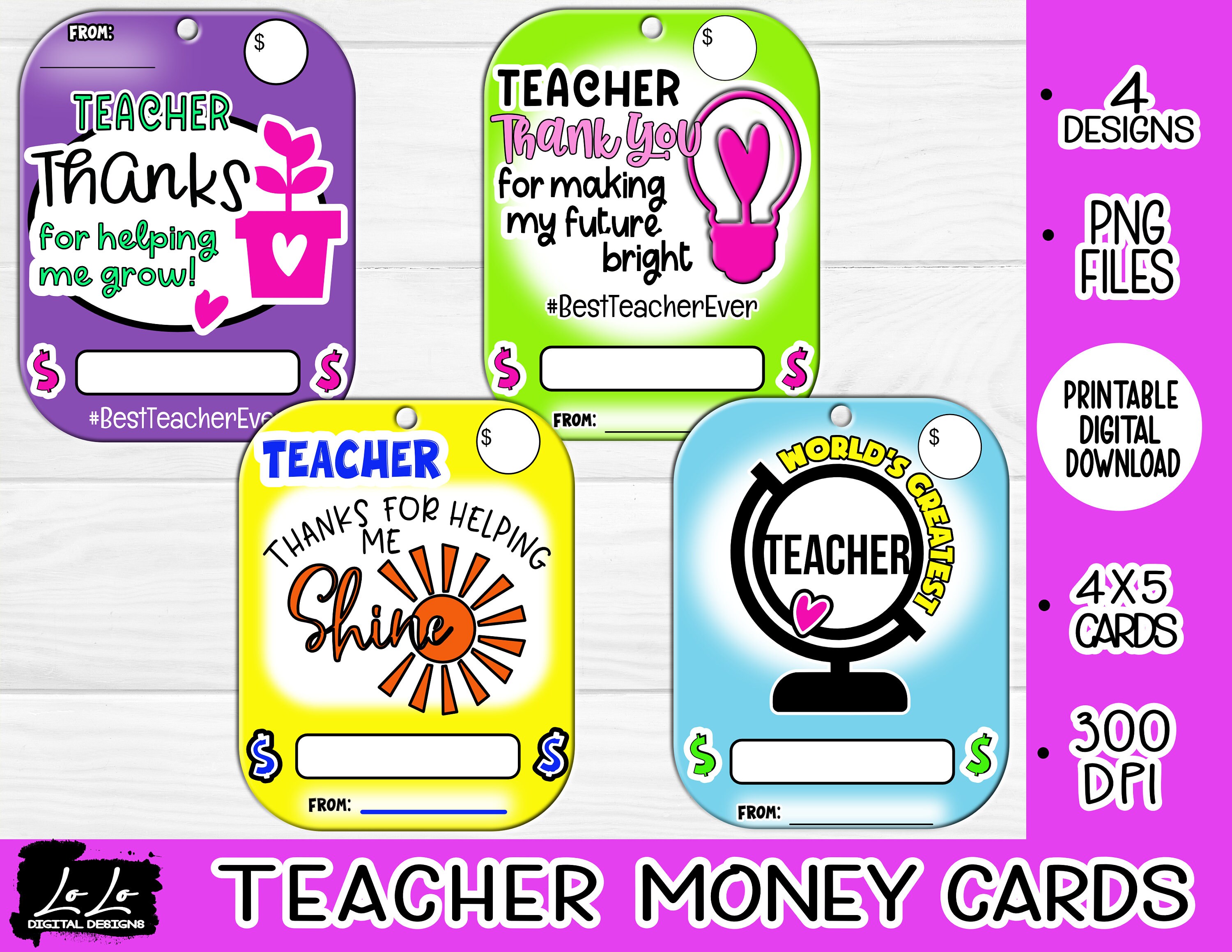 Teacher Money Holder, Printable Money Card, Thank You Money Card, Print ...