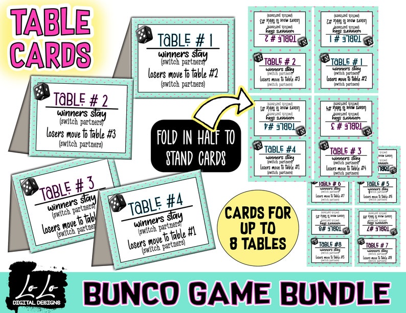 BUNCO BABES Printable Game Bundle, Score Sheets, Tally Sheets, Table ...