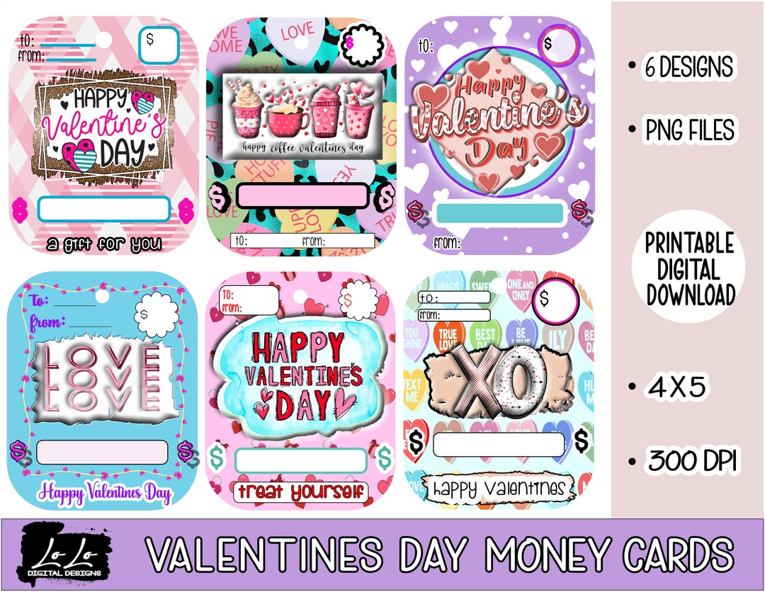 Valentine's Day Money Holder, Lip Balm Pouch Money Card, Printable ...