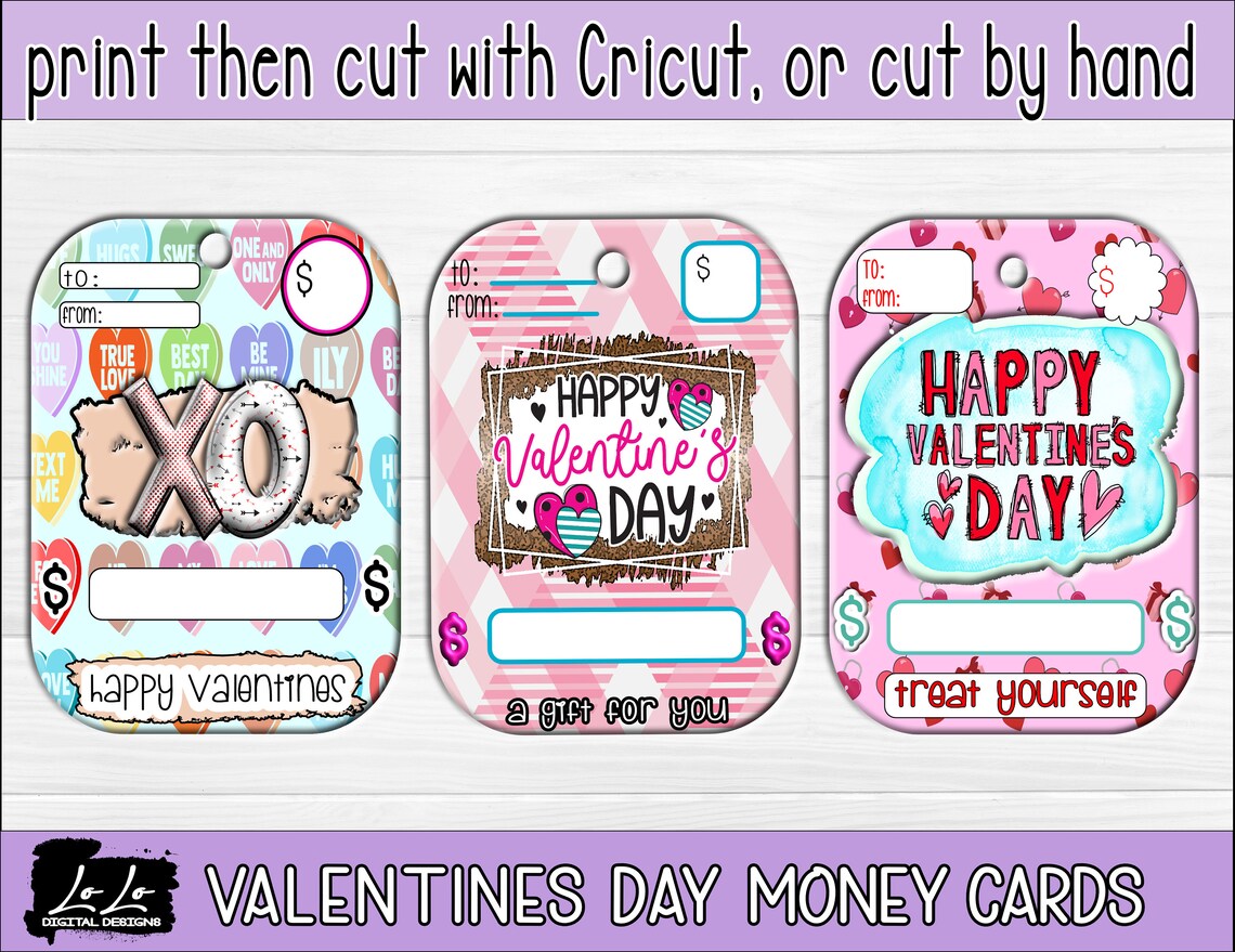 Valentine's Day Money Holder, Lip Balm Pouch Money Card, Printable ...
