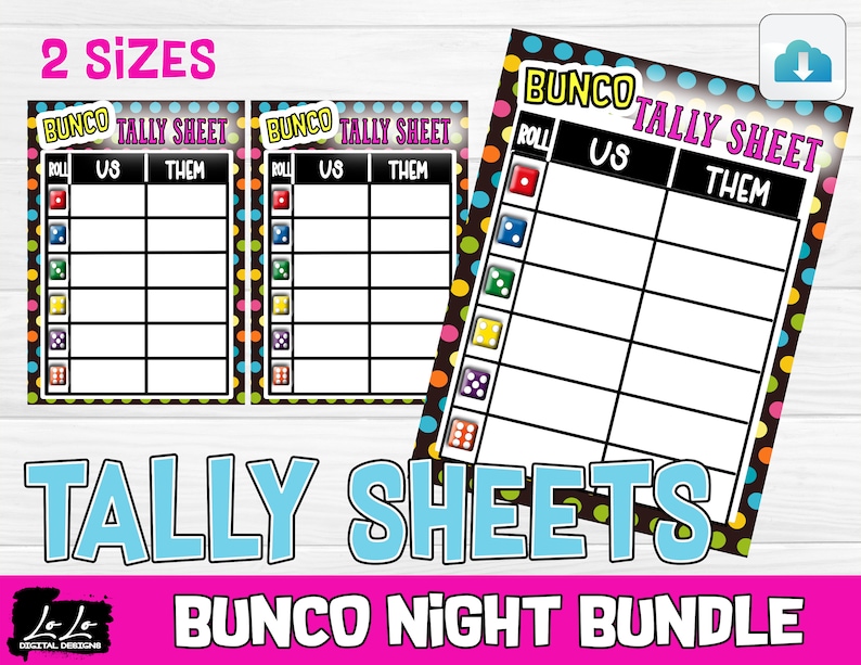 BUNCO NIGHT Printable Game Bundle, Score Sheets, Tally Sheets, Table ...