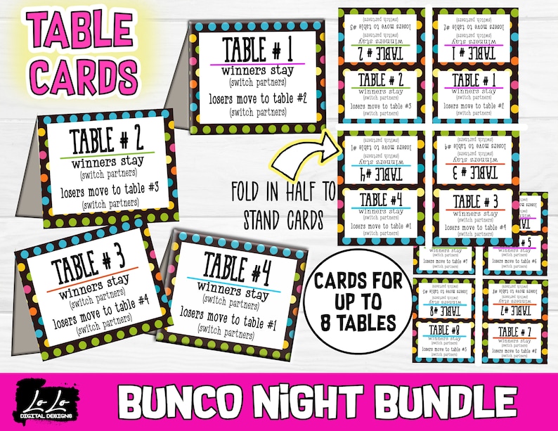 BUNCO NIGHT Printable Game Bundle, Score Sheets, Tally Sheets, Table ...