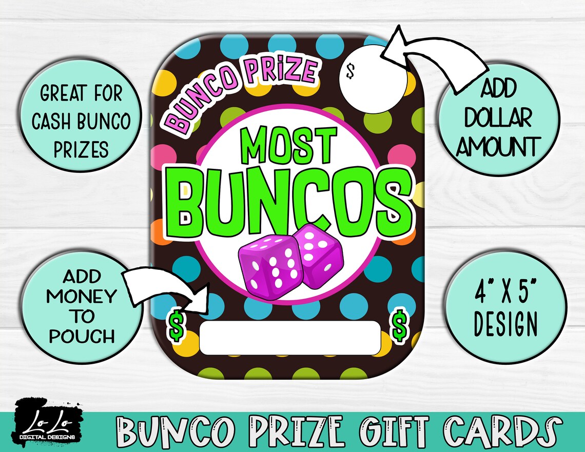 Bunco Prize Money Cards, Printable PNG Files, Digital Download, Bunco ...