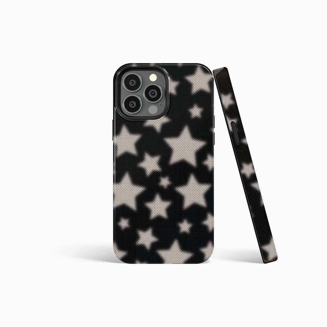 HALFTONE STARS Black Beige Phone Case | iPhone 16/15/14/13/12 Pro Max ...
