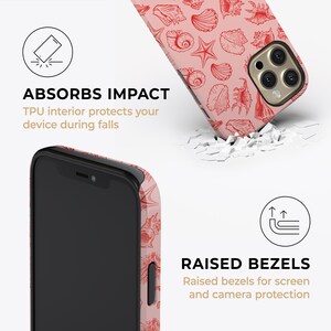 SEA SHELLS RED Protective Phone Case | iPhone 16/15/14/13/12 Pro Max ...