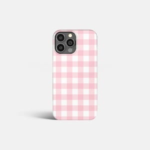 LIGHT PINK Plaid Checkered Hard Phone Case | iPhone 16/15/14/13/12 Pro ...