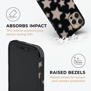 HALFTONE STARS Black Beige Phone Case | iPhone 16/15/14/13/12 Pro Max ...