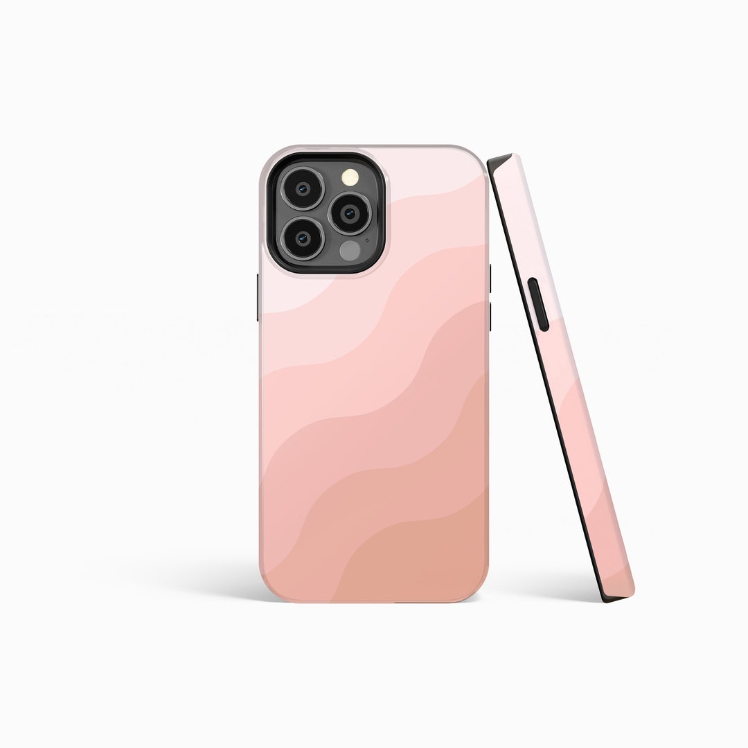 SALMON PINK WAVY Stripes Matte Phone Case | iPhone 16/15/14/13/12 Pro ...
