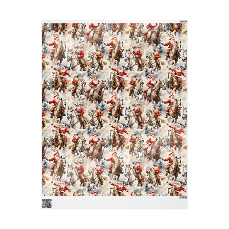 Cowboy Santas Large Scale Wrapping Paper, Western Christmas Gift Wrap ...